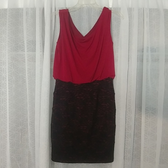Enfocus Studio | Dresses | Enfocus Studio Womens Red With Black Lace ...